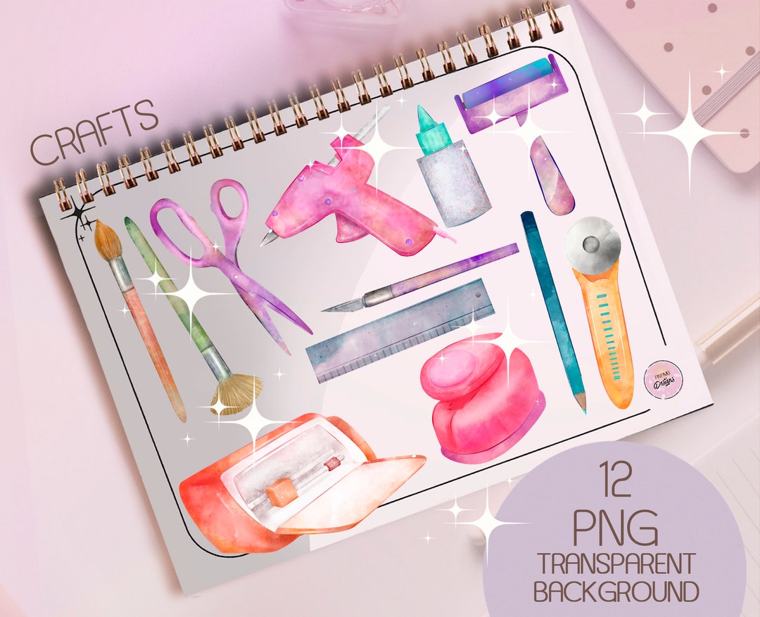 Watercolor Craft Tools Clipart, Craft Business Png, Cutting Machine Png ...