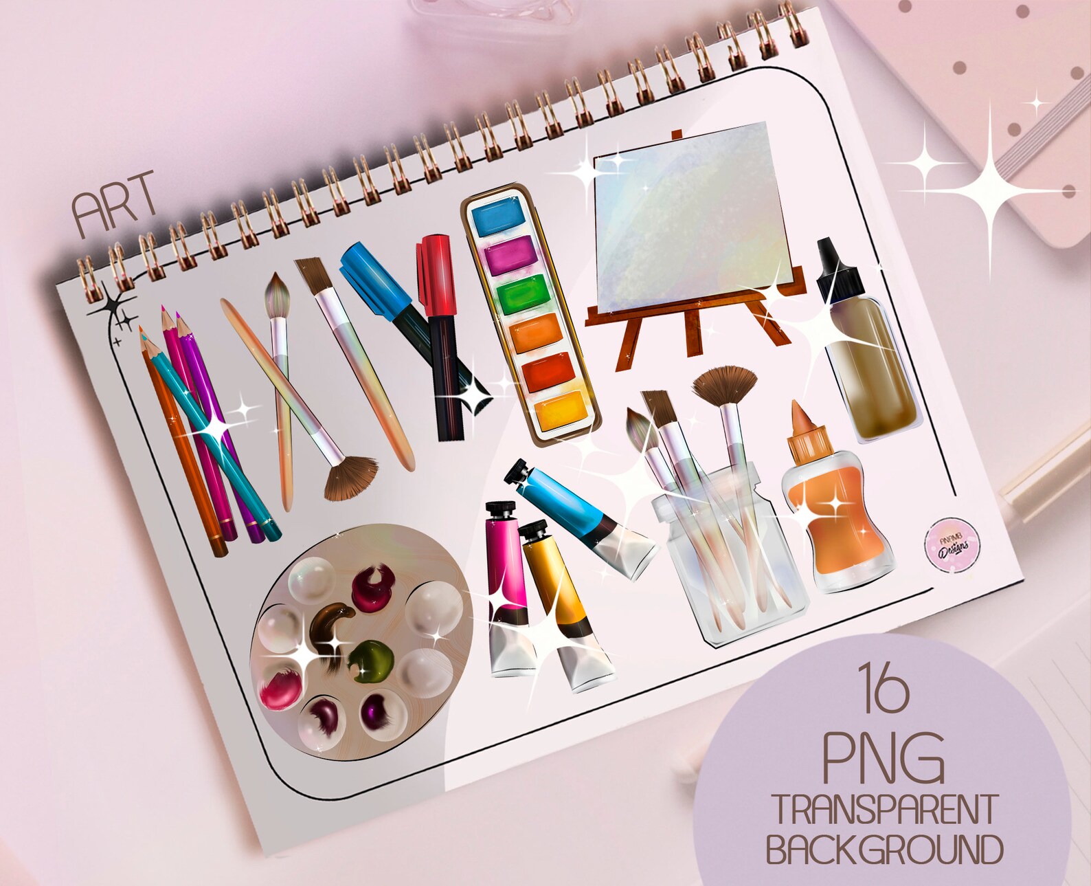 Art Tools Png, Art Classroom Items Png, Paint and Brushes Graphic ...
