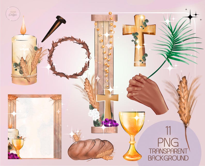 Holy Week Clipart: Easter, Palm Sunday, First Communion (digital ...