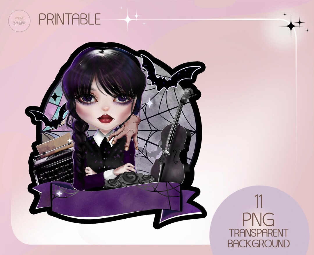 Printable Cake Topper, Merlina Cake Topper, Halloween Birthday Party ...