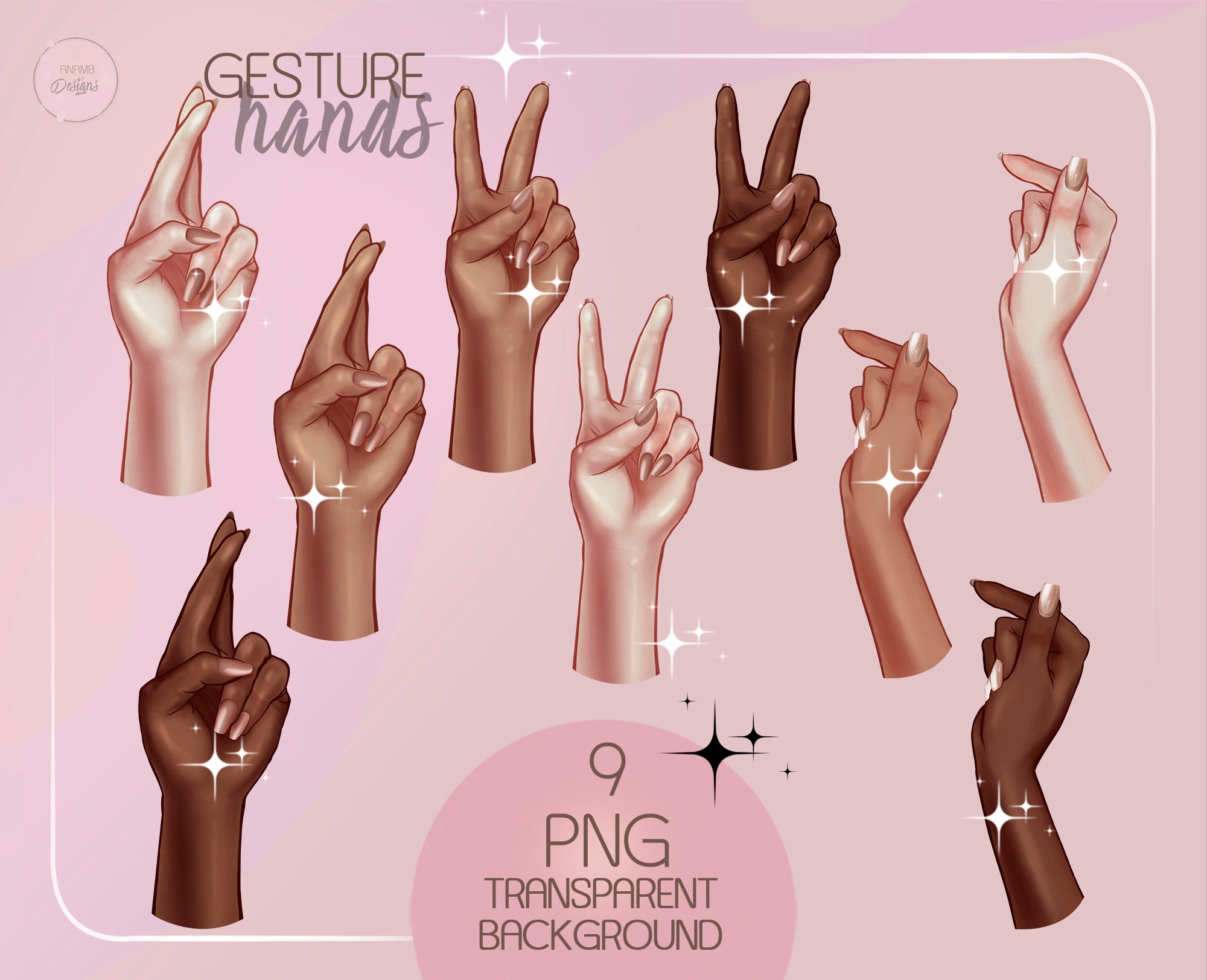Girl Hand Peace Sign Nails