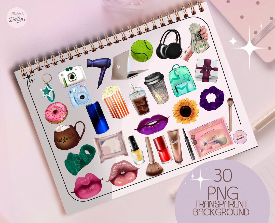 Bundle Digital Object Png, Decorative Planner Stickers Png, Variety ...