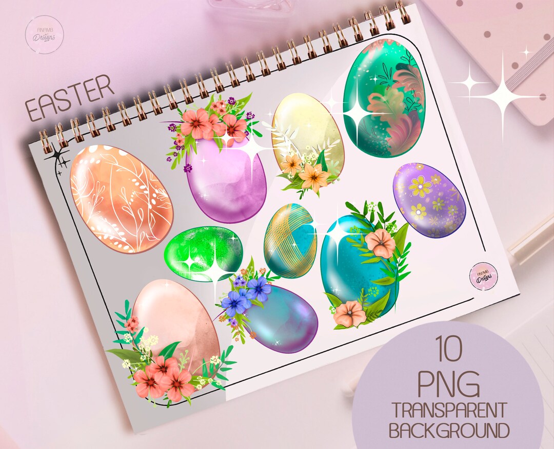 Watercolor Easter Egg Clipart: Floral Egg Hunt PNG (digital Download ...