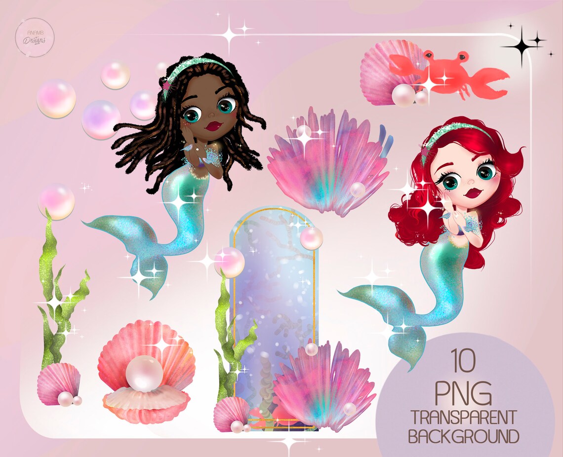 Mermaid Png, Printable Mermaid Cake Topper, Digital Download, Cute ...