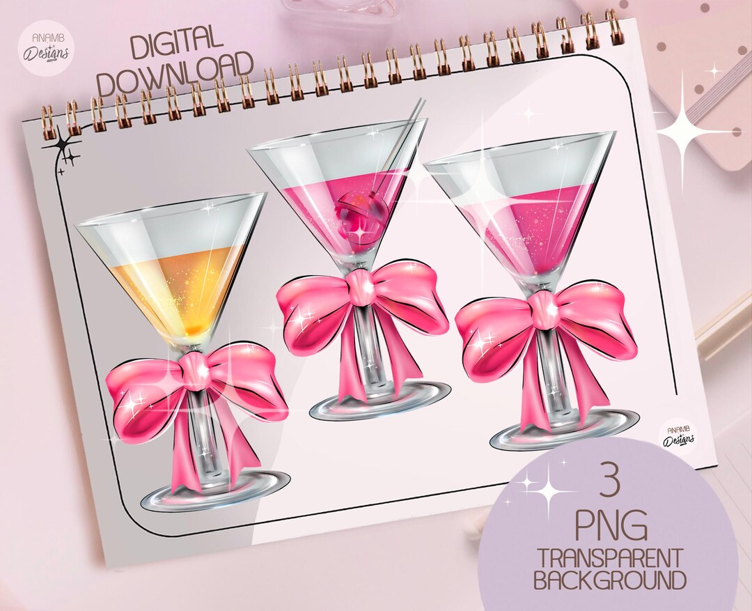 Coquette Pink Martini Png, Cocktail Design, Girly Dft Design, Martini ...