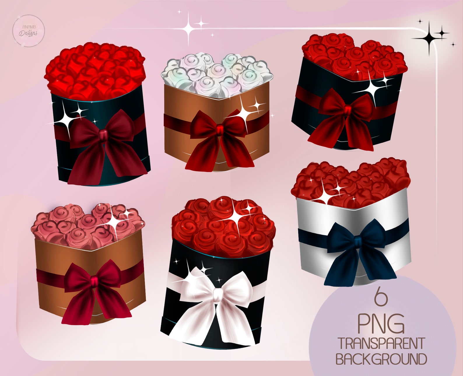 Valentine Gift, Roses Clipart, Flower Box Clipart, Roses Graphics ...
