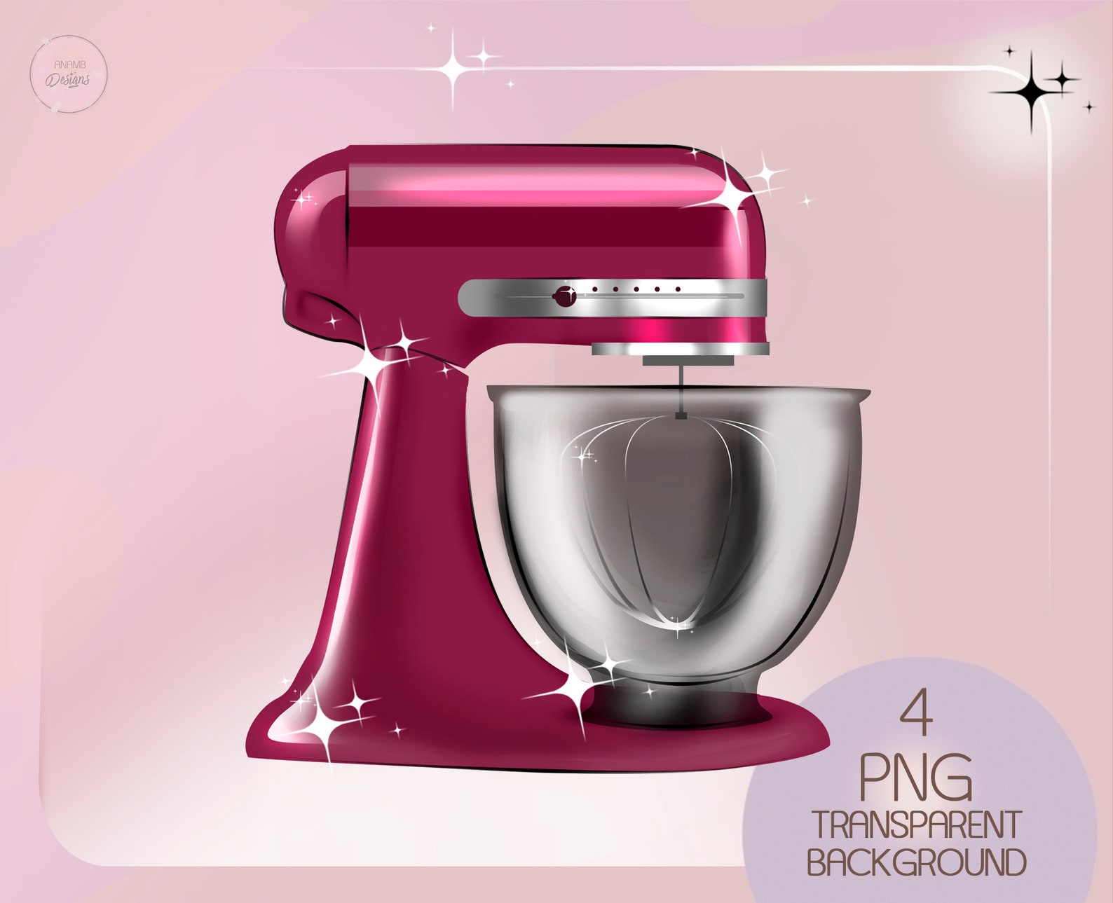 Hot Pink Stand Mixer Clipart: Kitchen Appliance PNG (digital Download ...