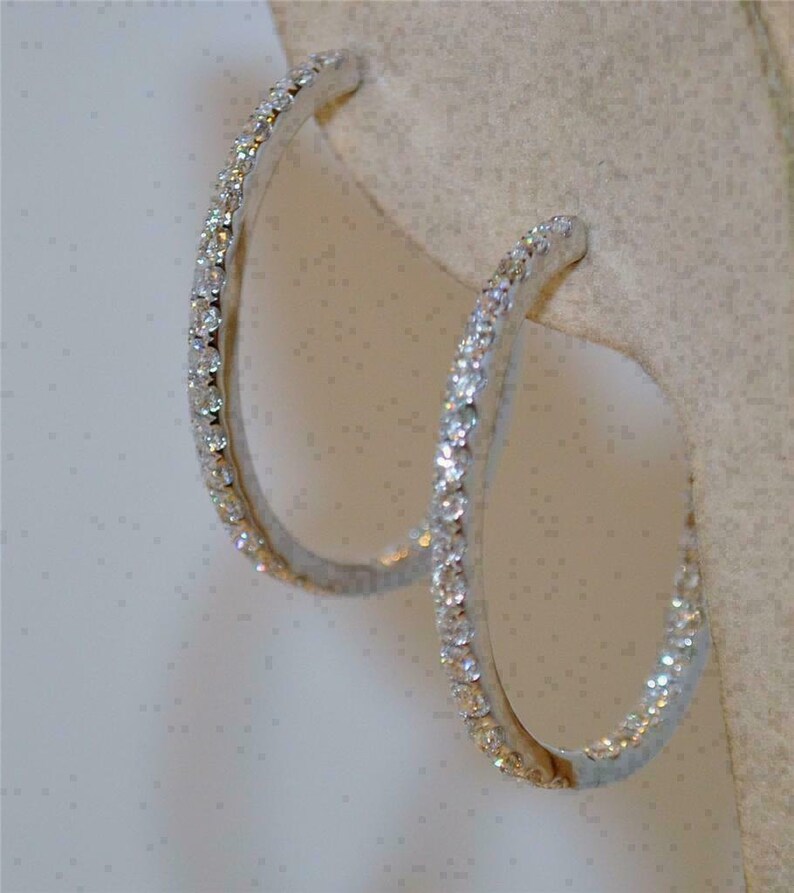 Simulated Diamond Earrings 925 Silver Dainty Hoop Earrings - Etsy