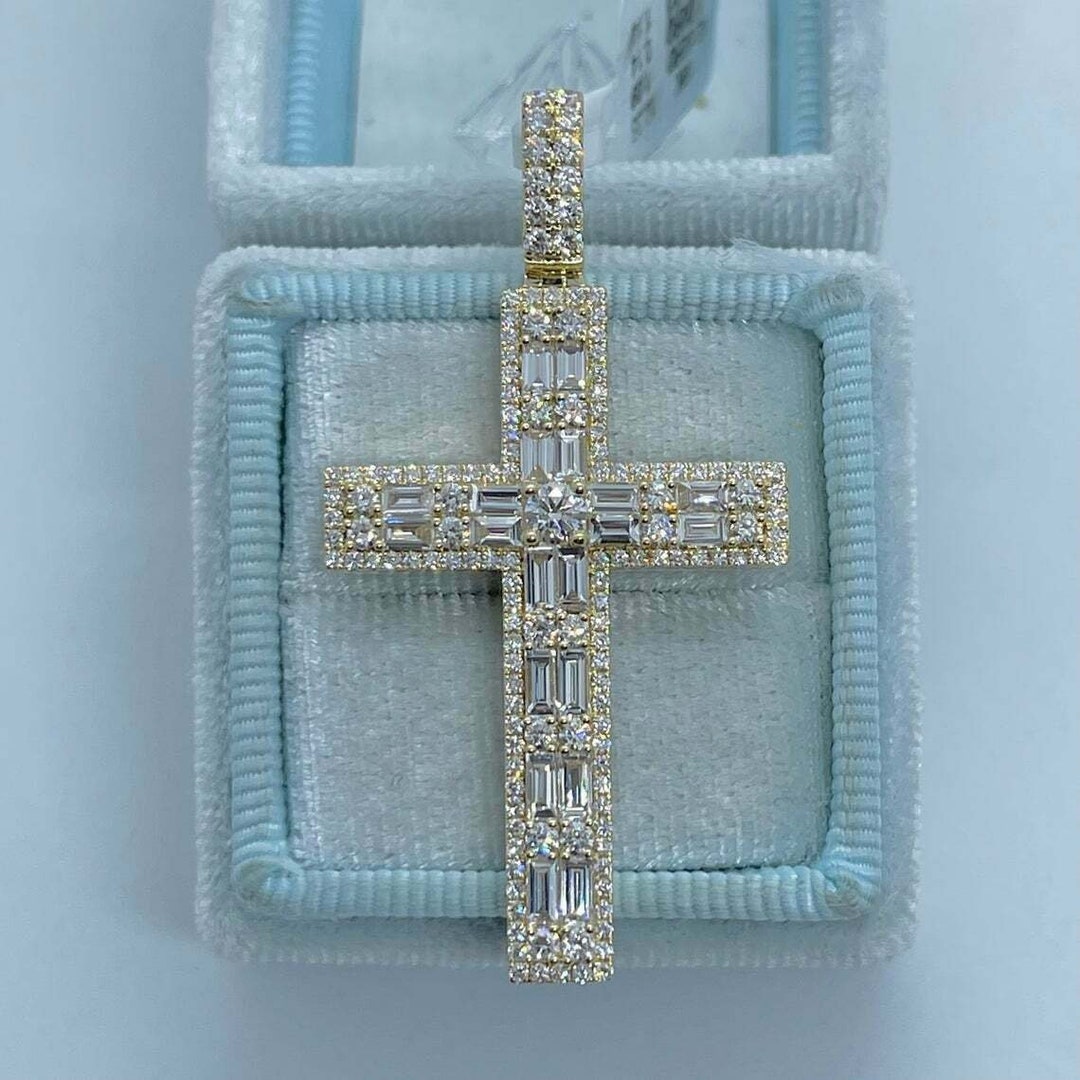 Unique Cross Pendant solitaire Moissanite Cross Pendant - Etsy