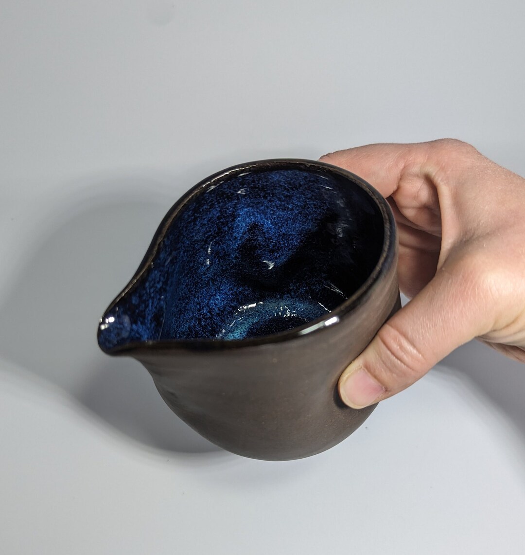 Ocean Blue & Raw Clay Ceramic Pinch Pitcher - 8 Fl. Oz. - Etsy