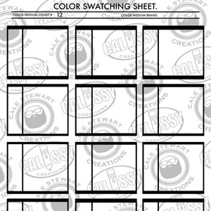 Printable Color Swatch Chart- 12 Colors, Blank, Swatch Chart for ...
