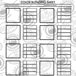Printable Color Blend Chart (square) - 10 Colors, Blank, Swatch Chart ...