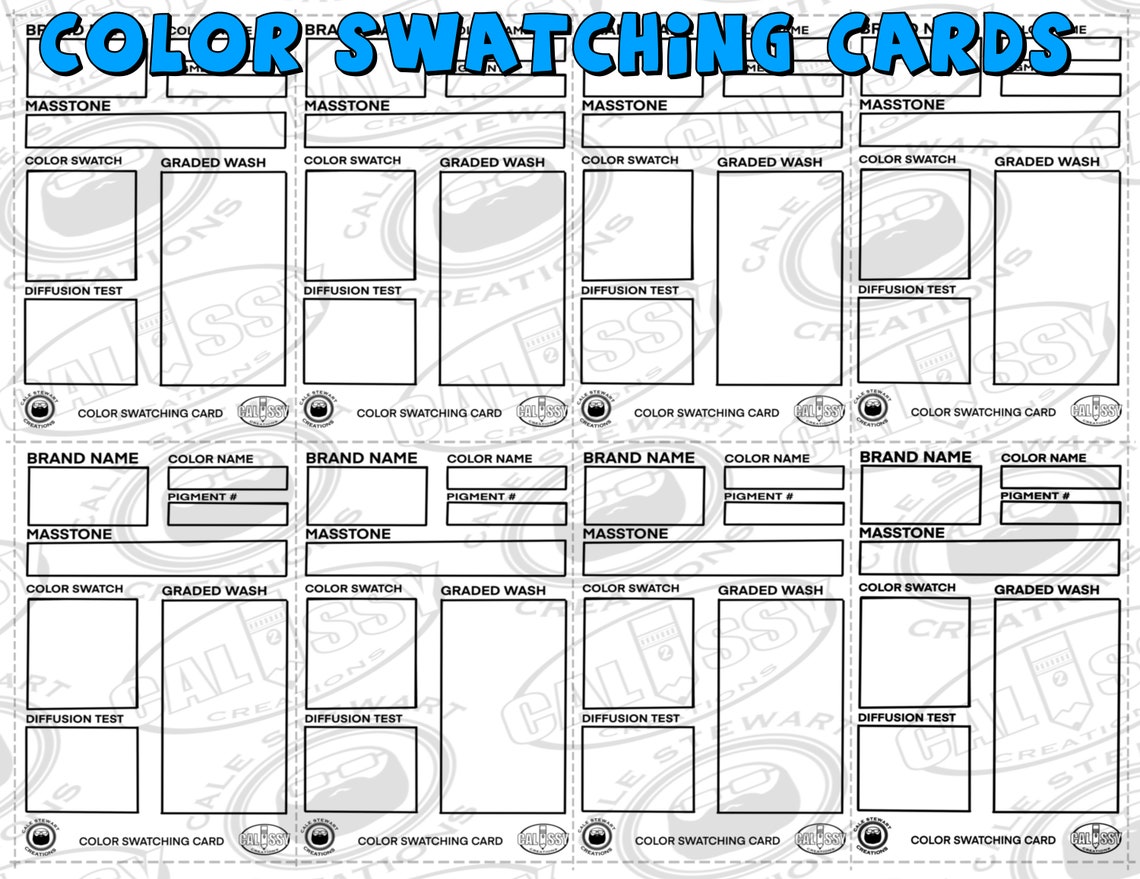Printable Color Swatch Cards Blank, Swatch Chart for Artists, Teachers ...