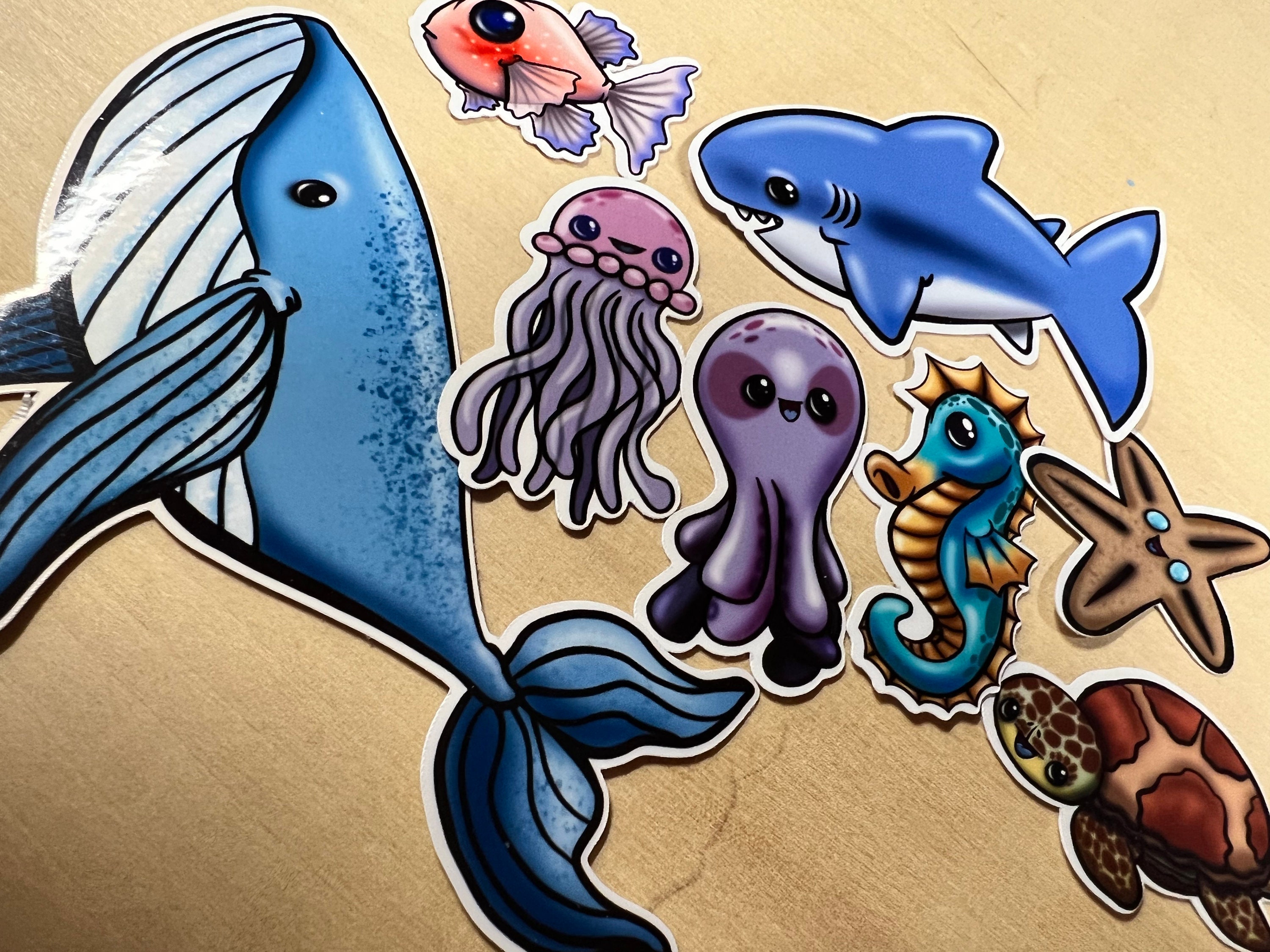Ocean Sticker Pack - Whale, Sea Creators, Stickers, Glossy Waterproof ...