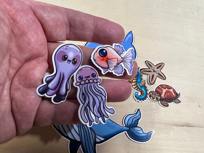 Ocean Sticker Pack Whale, Sea Creators, Stickers, Glossy Waterproof ...