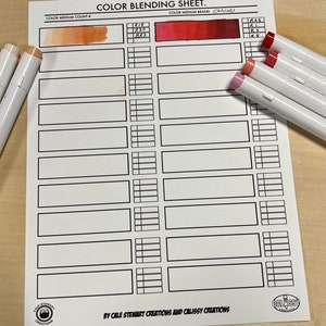 Printable Color Blend Chart 20 Colors, Blank, Swatch Chart for Artists ...