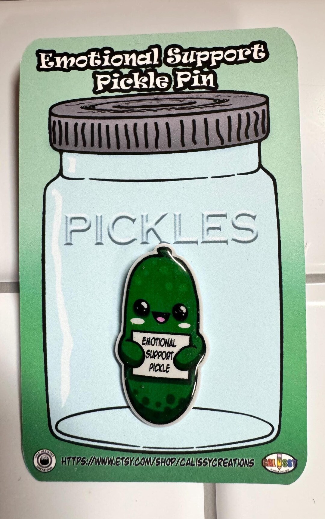 Emotional Support Pickle Pin / Button - Etsy