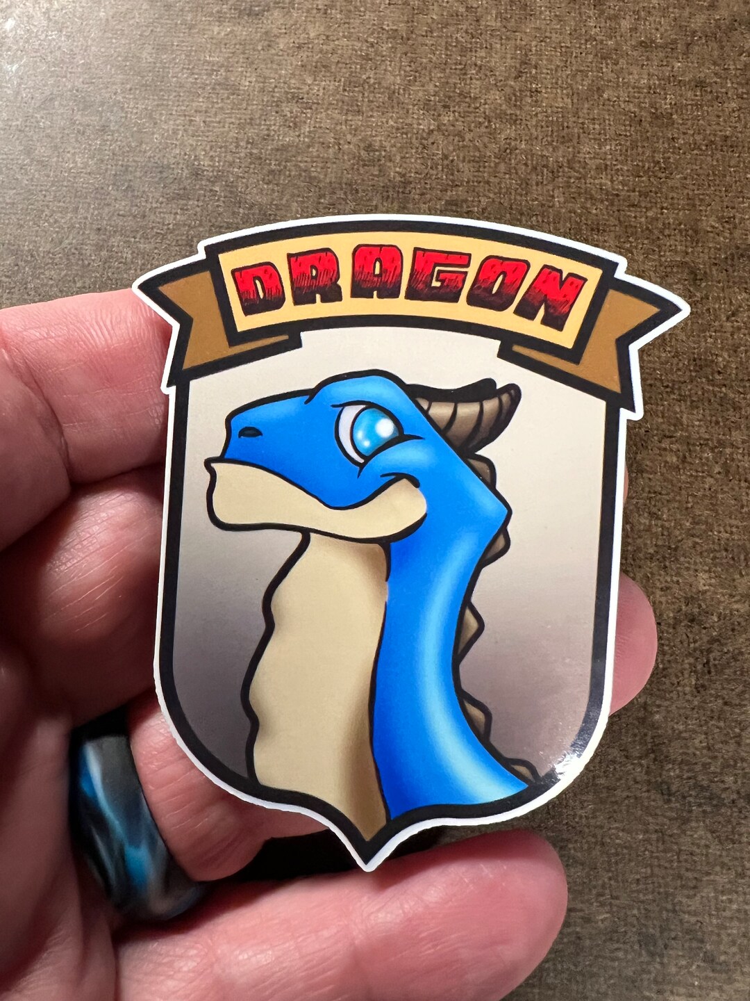 Crest Dragon Sticker: Hand-drawn Waterproof Vinyl Decal - Etsy