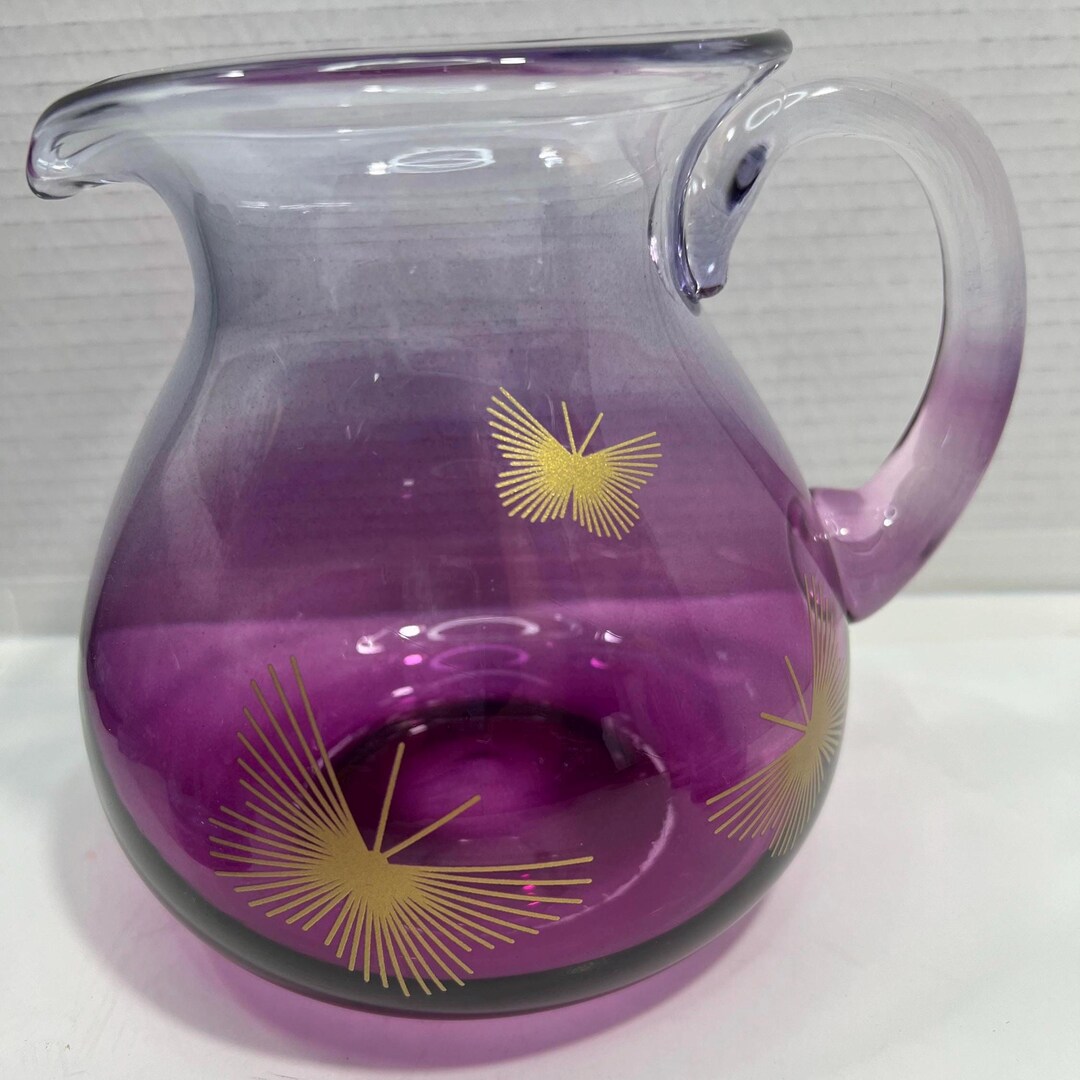 Vintage Avon Purple Ombre Peace 40 Oz Glass Pitcher and Four Glasses ...