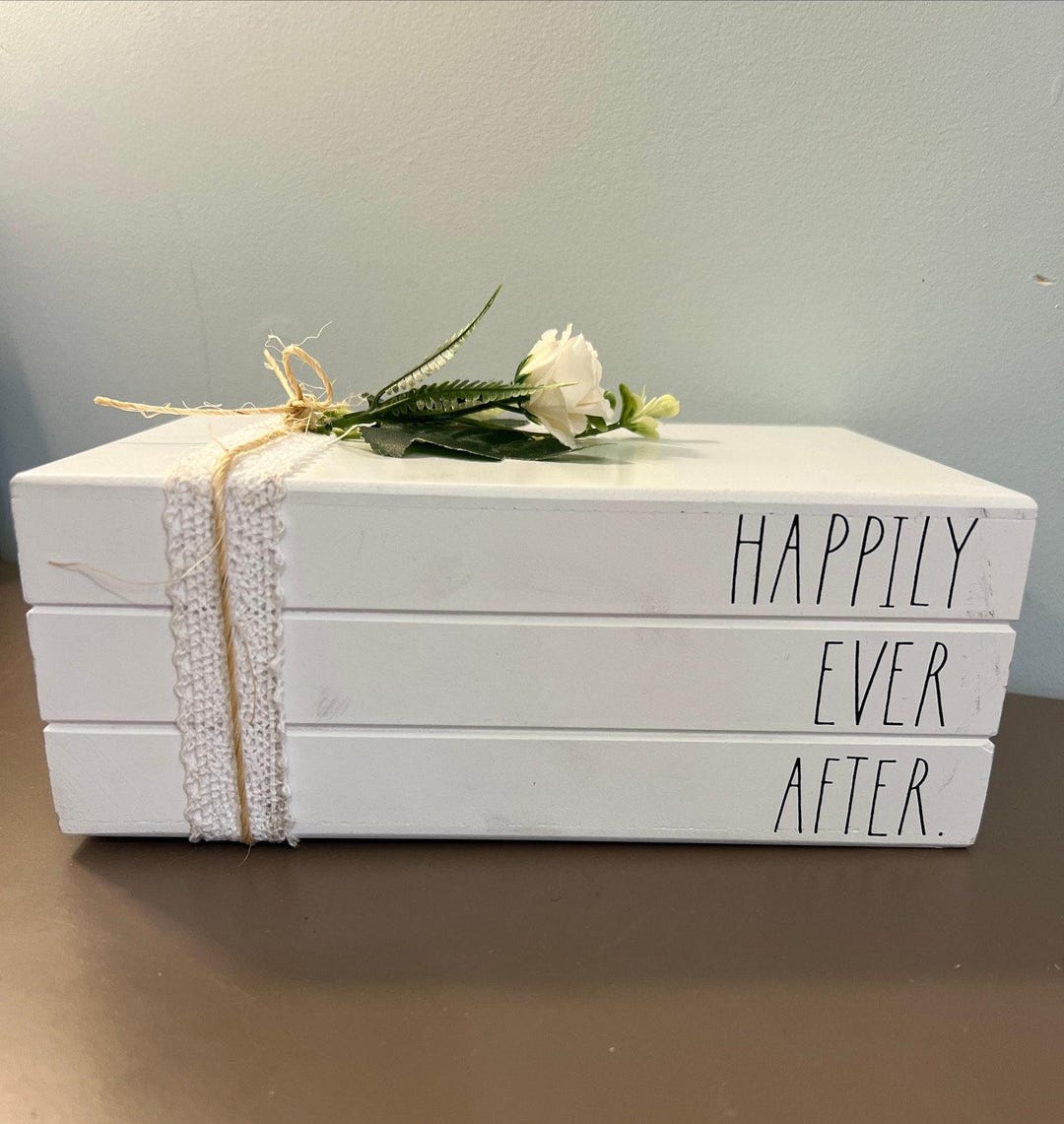 Rae Dunn Happily Ever After Wood Book Stack Decor - Etsy