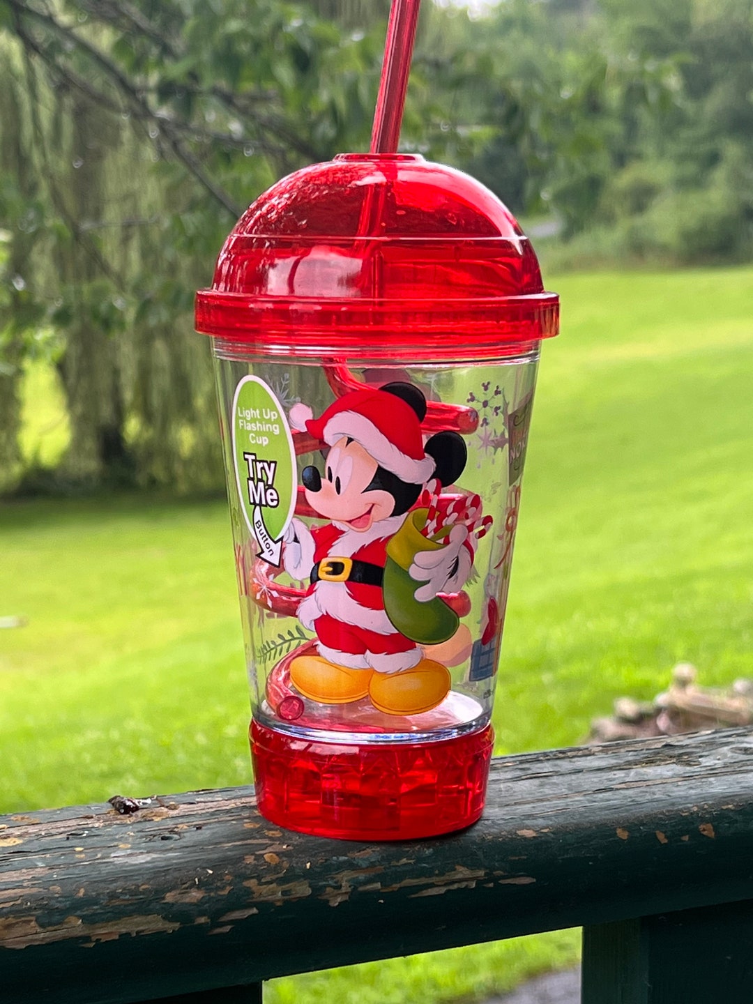 Disney Christmas Light up Plastic Dome Lid Cup With Straw - Etsy