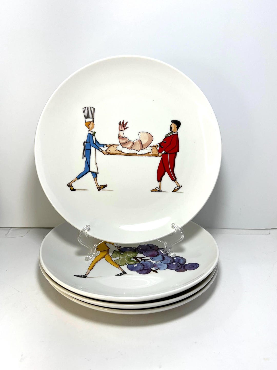Designpac Cider House 8” Porcelain Plates in French Waiter Pattern Set ...