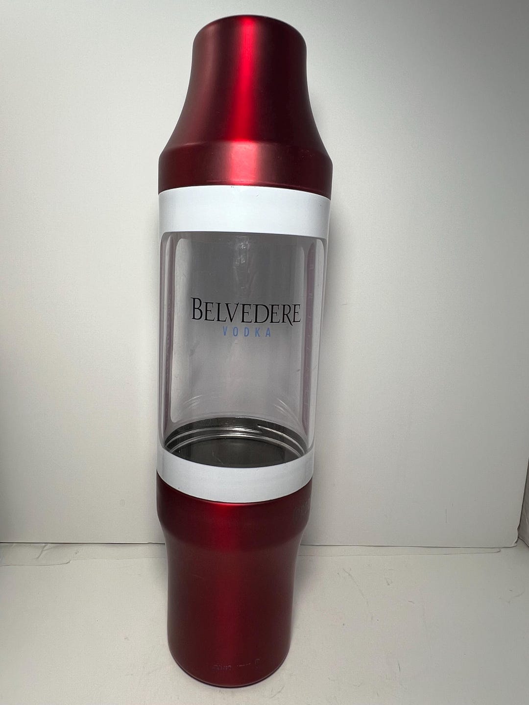 Belvedere Vodka Container Red Metal and Clear Plastic Bottled in Poland ...
