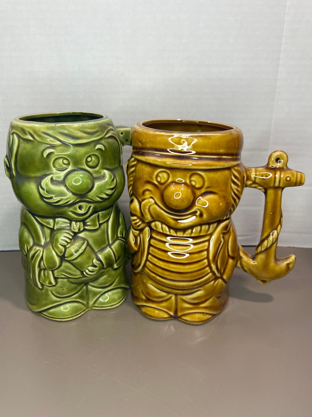 Vintage Enesco Gold Pirate and Green Bar Tender Ceramic Mug Steins - Etsy