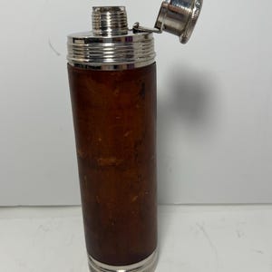 Vintage Leather Wrapped Stainless Steel Glass Bottle Flask - Etsy