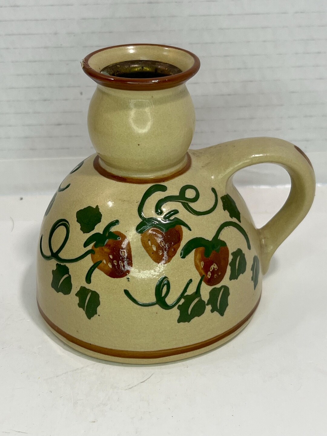 Vintage Olde Cape Cod Hand Painted Stoneware Art Pottery Taper Candle ...