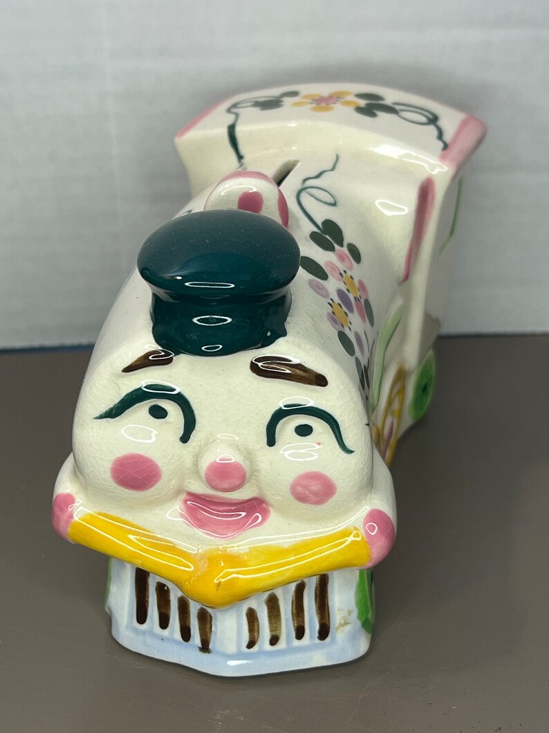 Vintage MCM Ceramic Hand Painted Train Bank Made in Japan - Etsy