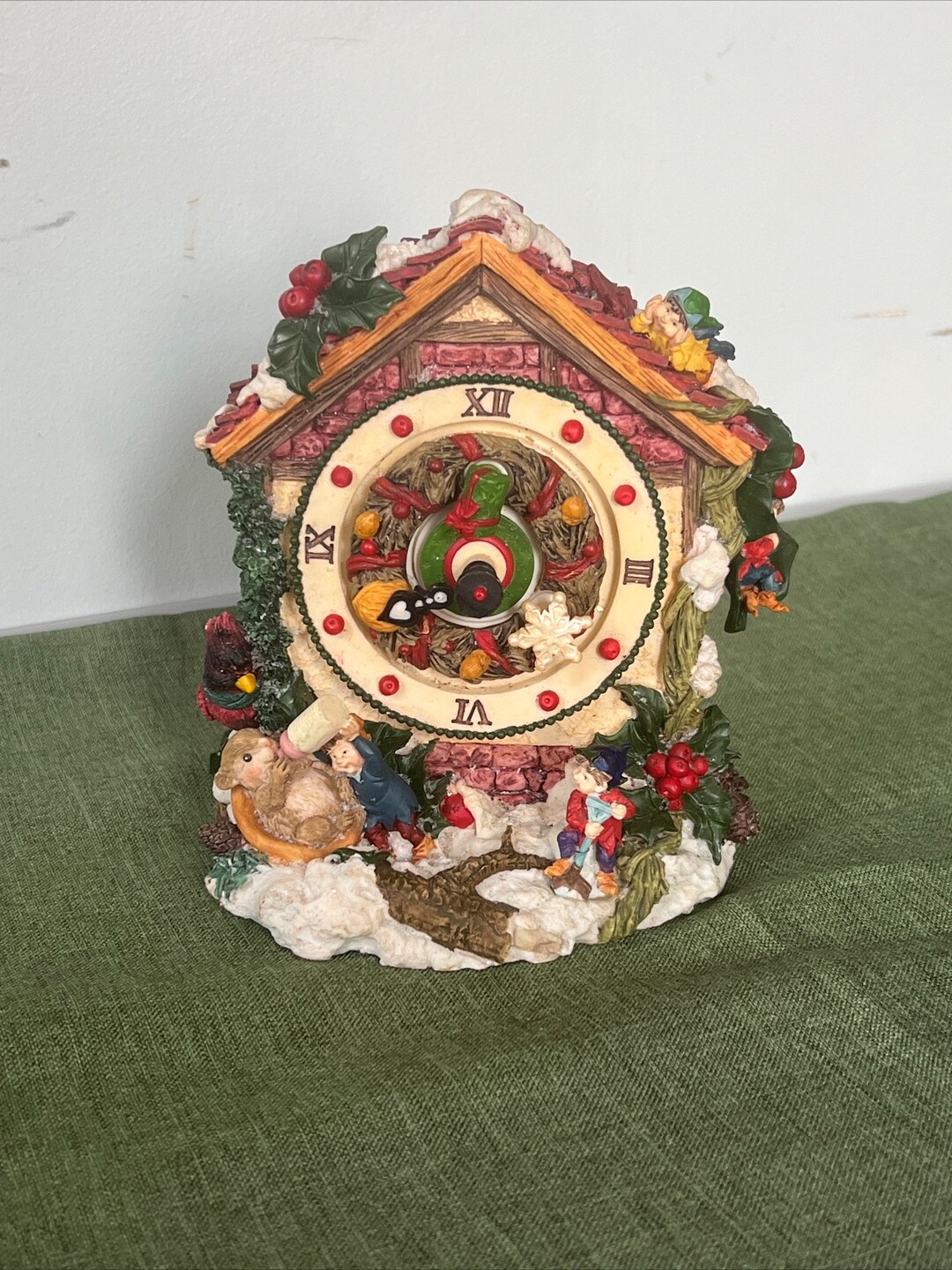Vintage Christmas Chalet Animated Resin Music Box That Plays Its a ...