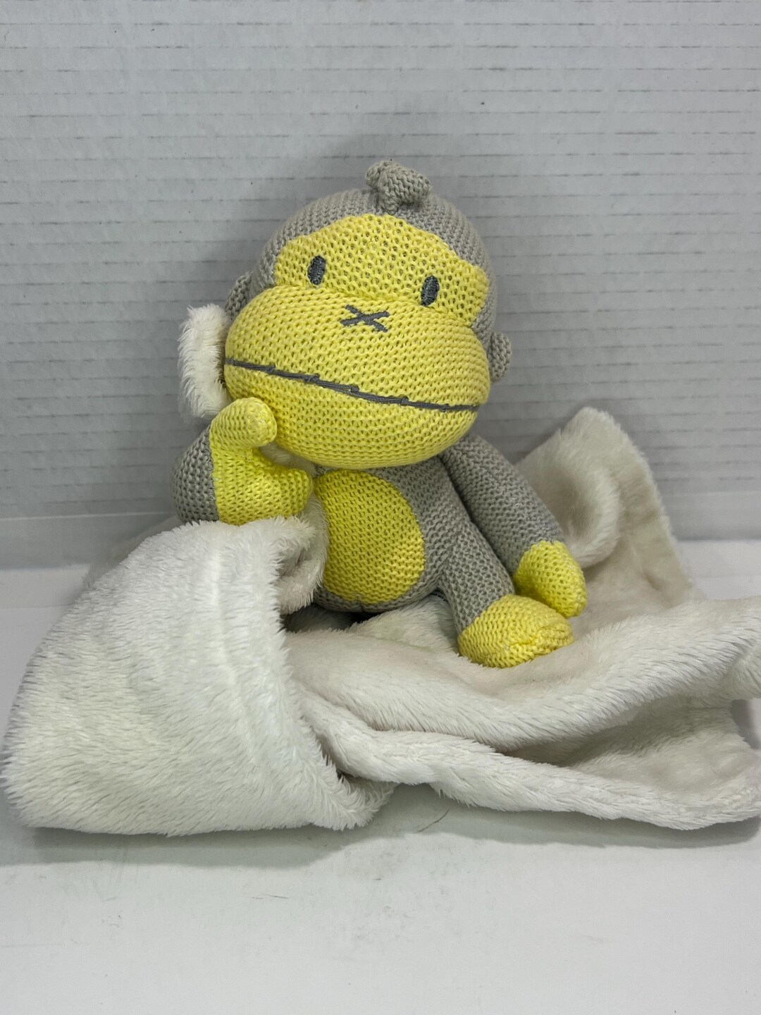 Baby Bum Grey and Yellow Monkey Plush Holding Soft Blanket - Etsy