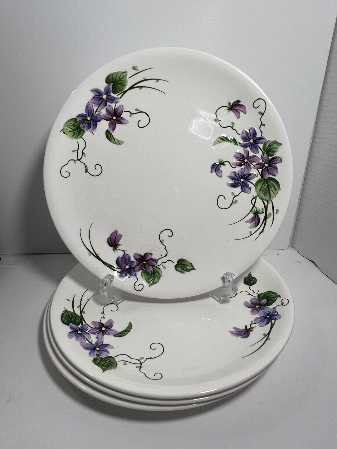 Mid Century Lefton Sweet Violets Bone China 10” Dinner Plates Made in ...