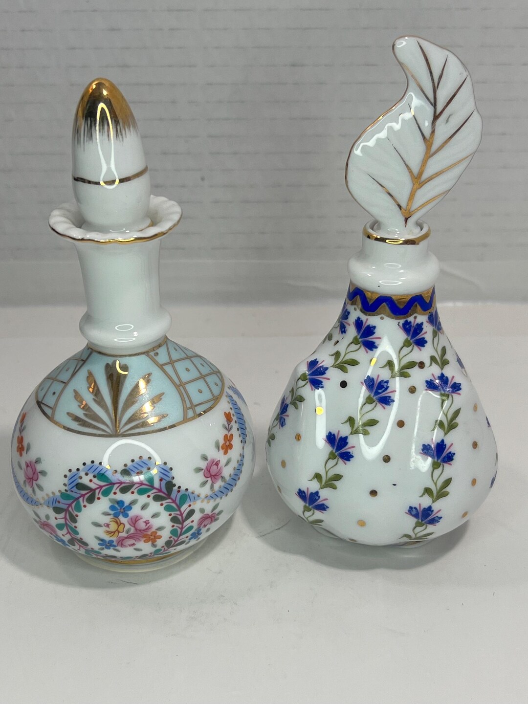 Vintage Nantucket Hand Painted Porcelain Perfume Bottles With Stoppers ...