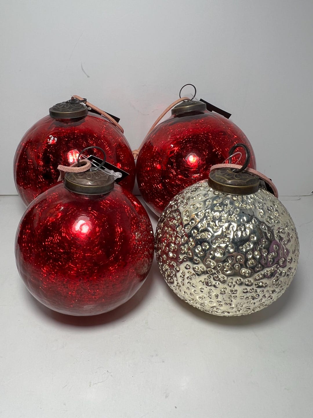 NWT Robert Stanley Home Collection Crackle Glass 4” and 5” Orb ...