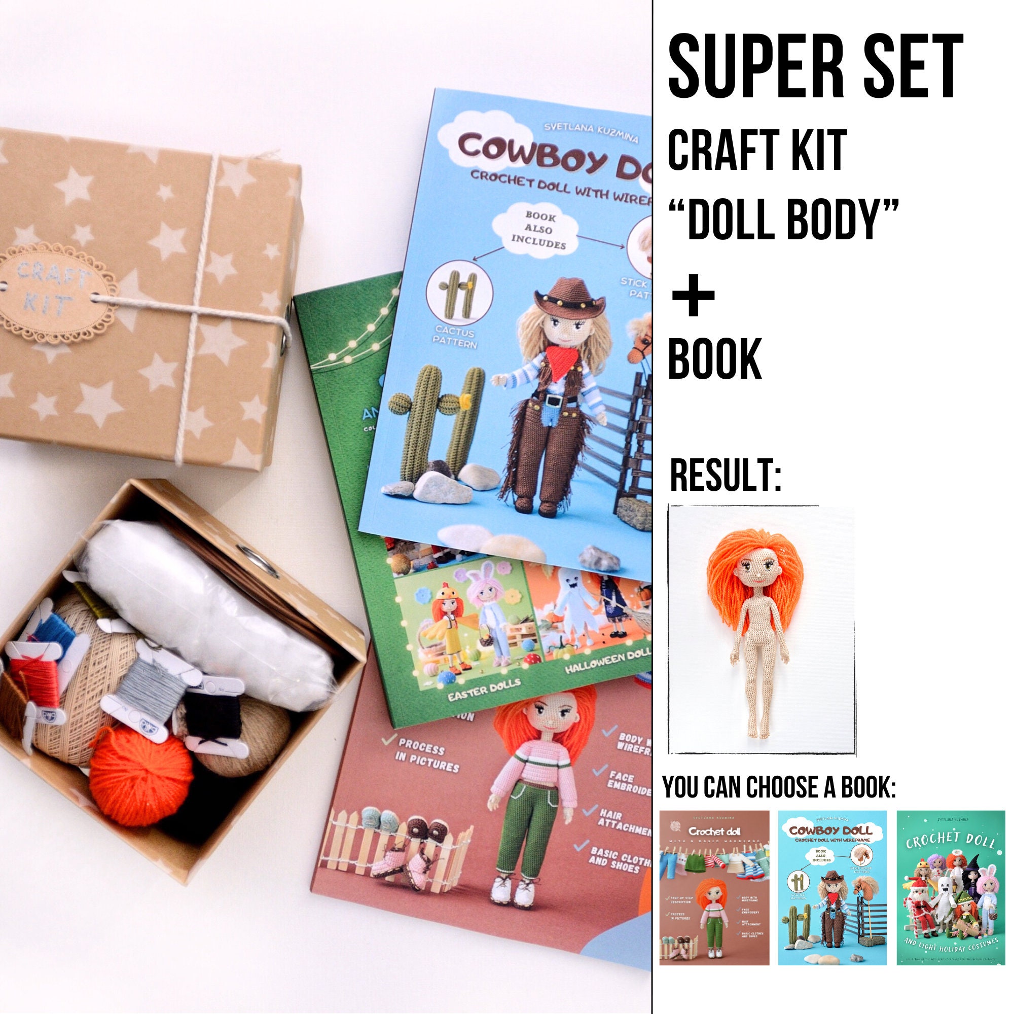 Craft Kit Book, DIY Crochet Craft Kit With Doll Pattern Book, Materials ...