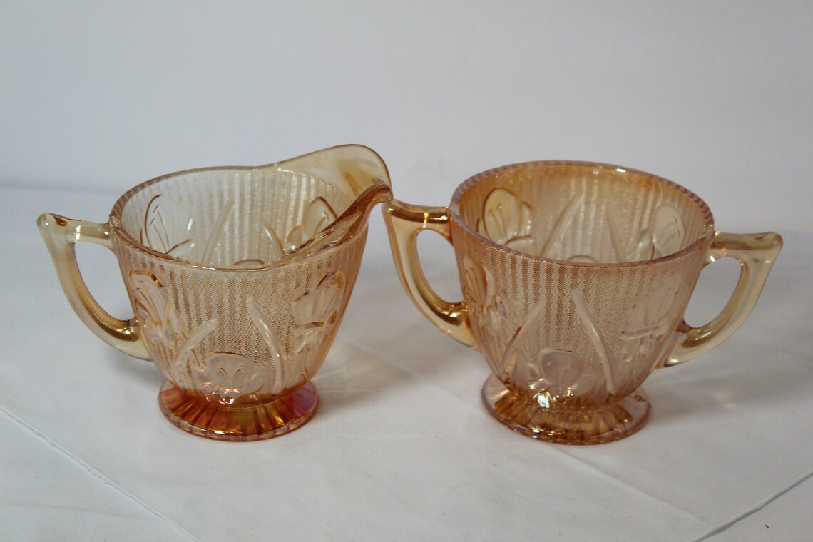 Depression Glass Jeannette Iris and Herringbone Pattern Creamer and ...