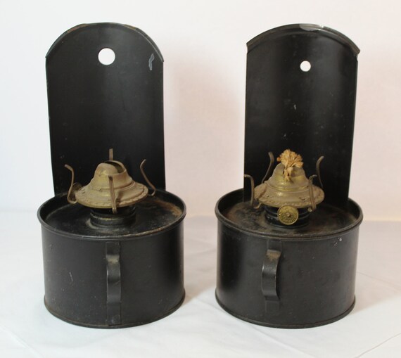 Primitive Oil Lamps Pair - Etsy