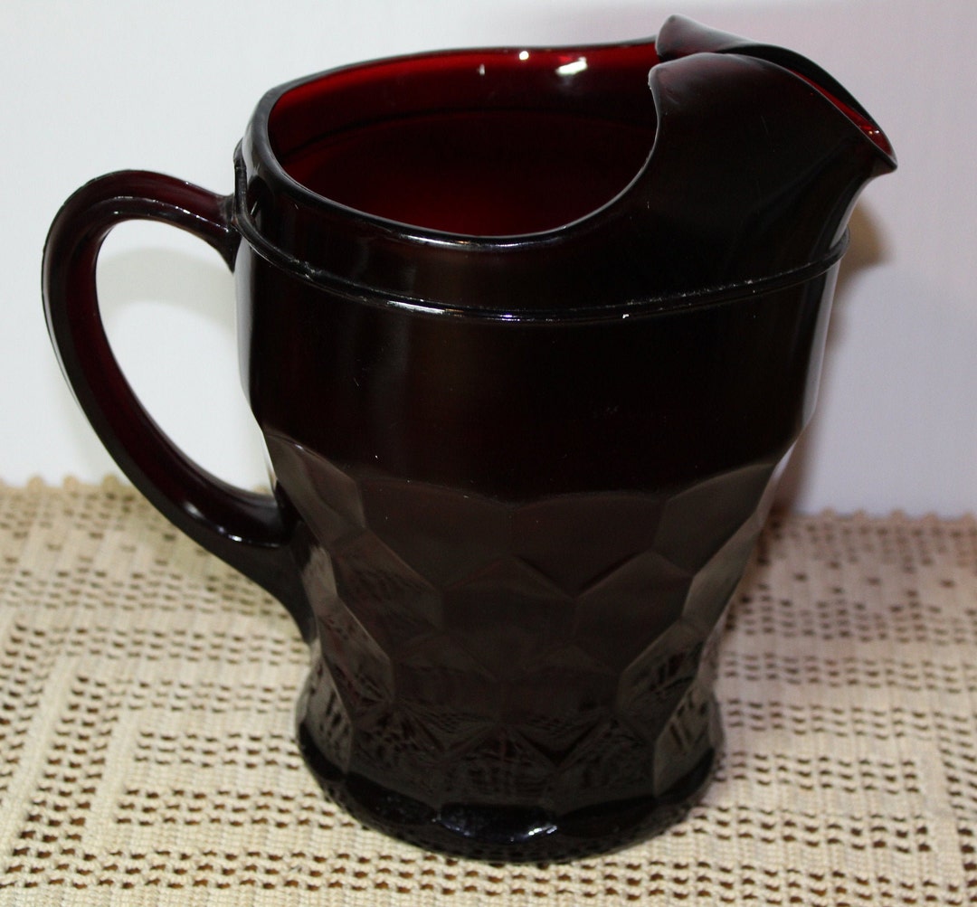 Early Royal Ruby Depression Glass Pitcher - Etsy