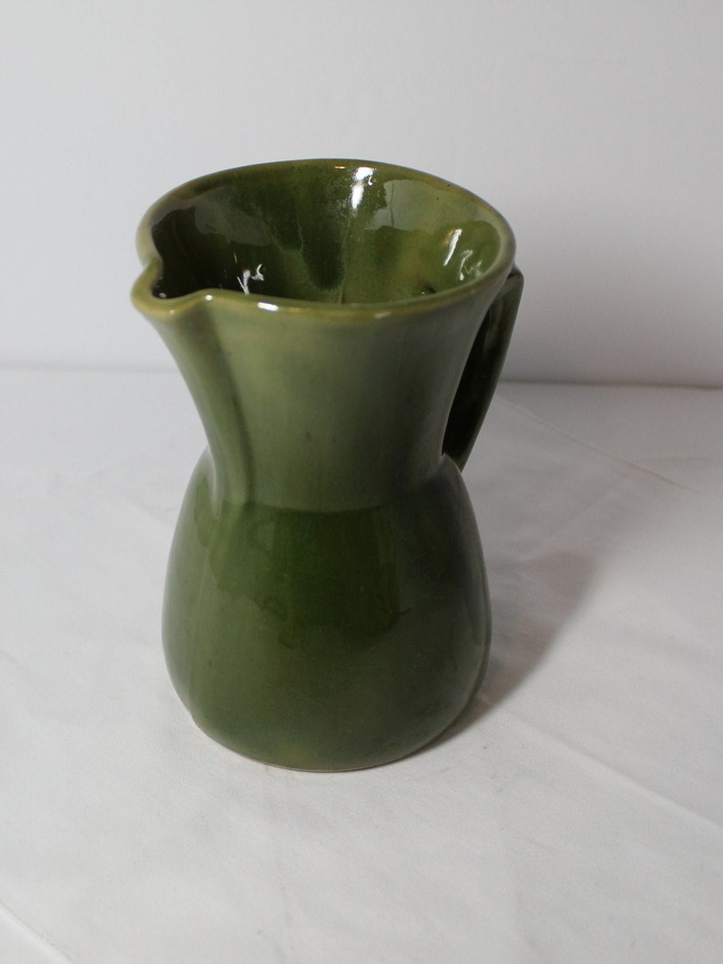 Olive Green Pottery Pitcher - Etsy