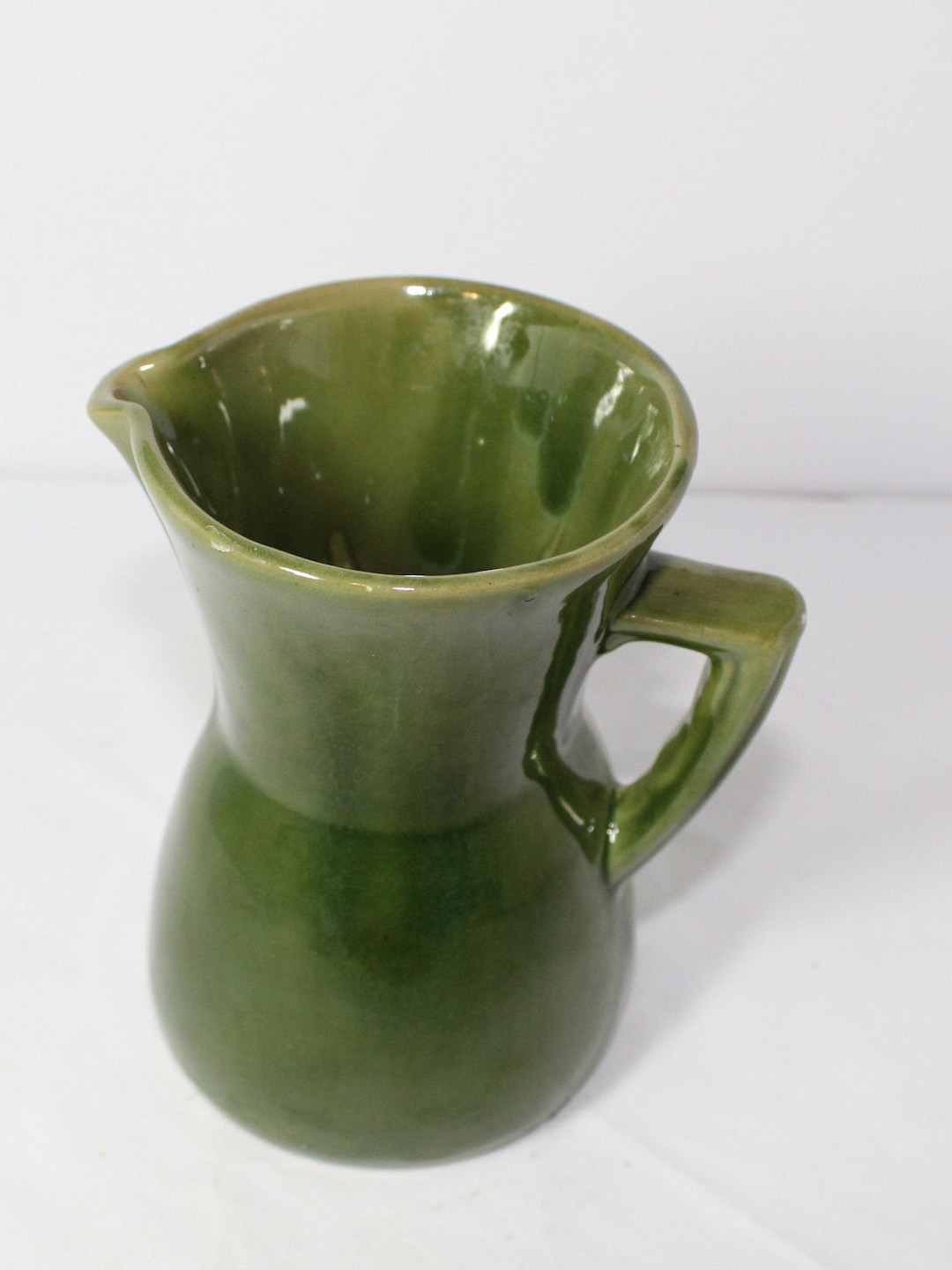 Olive Green Pottery Pitcher - Etsy