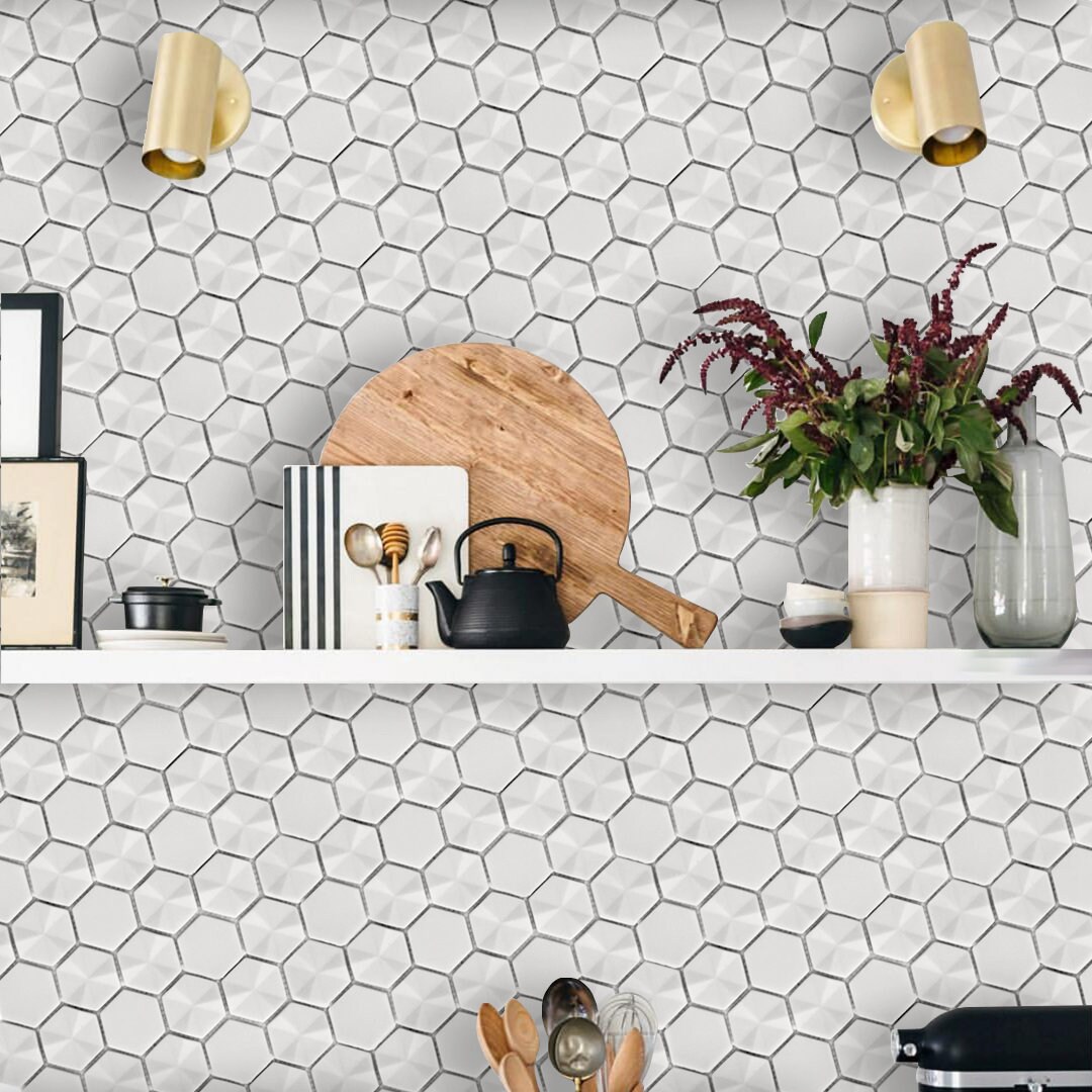 Recycled Glass 3D Hexagon Tile - Etsy
