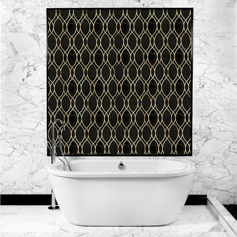 Marble Tile With Brass Inlay - Etsy