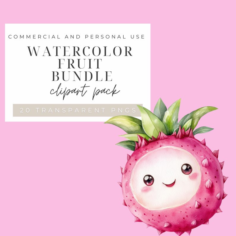 Watercolor Fruits Clipart, Kawaii Fruit,20 Transparent Png,cute ...