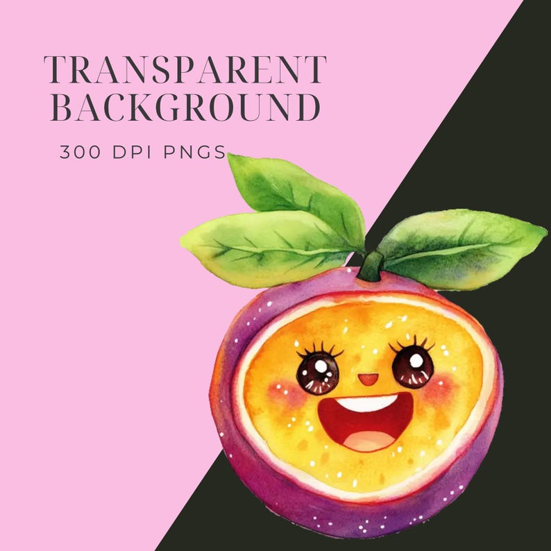 Watercolor Fruits Clipart, Kawaii Fruit,20 Transparent Png,cute ...