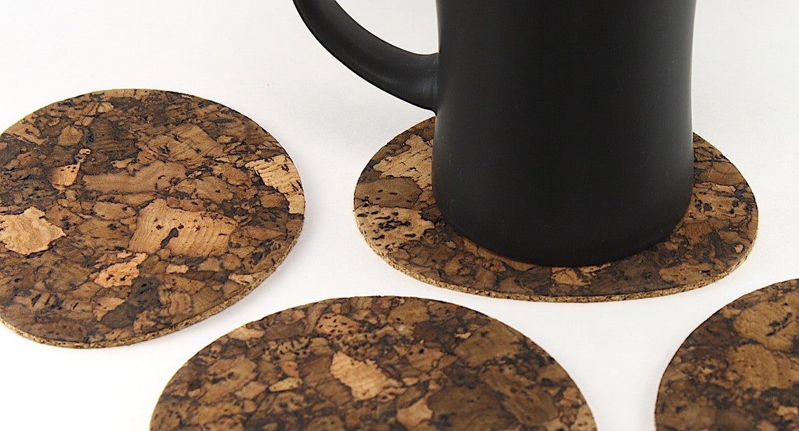 Pebble Shape Cork Coasters for Drinks Rustic Bar Coaster Set | Etsy