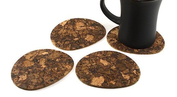 Pebble Shape Cork Coasters for Drinks Rustic Bar Coaster Set | Etsy