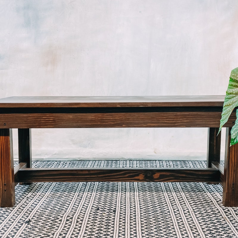 Dark Wood Bench - Etsy