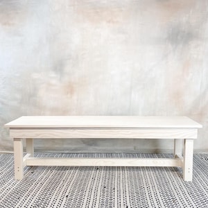Modern Farmhouse Style Antique White Stained Solid Wood Bench for ...